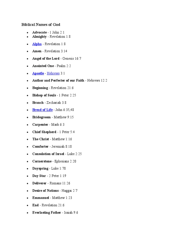 Biblical Names of God | PDF | Gospel Of Matthew | John The Baptist