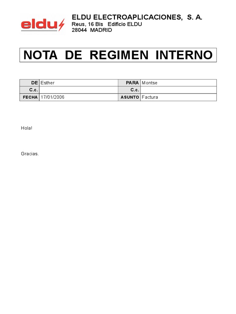 Copia de Nota Interna | PDF