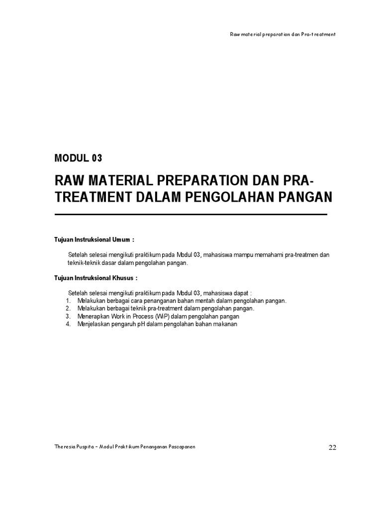 2 - Modul 03 - Pra-Treatment Dan Tek Dasar Pengolahan | PDF