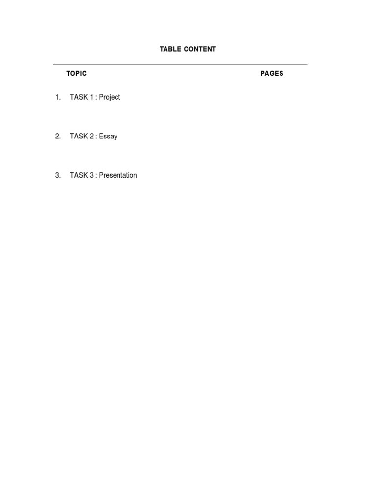 TASK 1: Project: Table Content | PDF