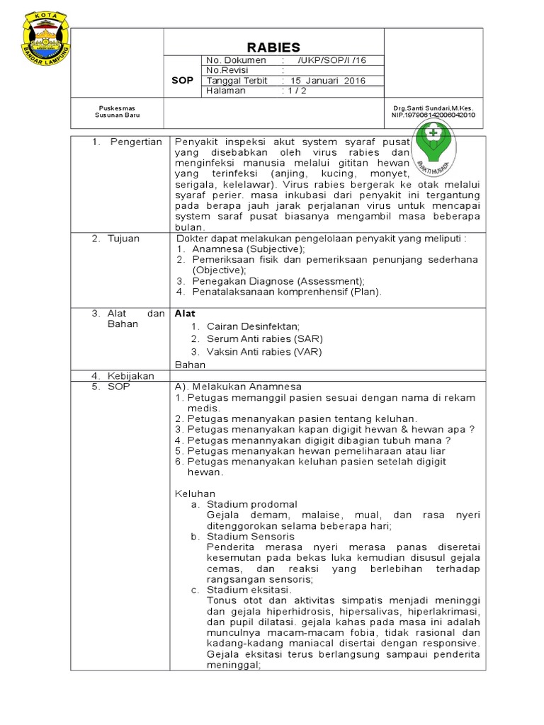 RABIES SOP | PDF