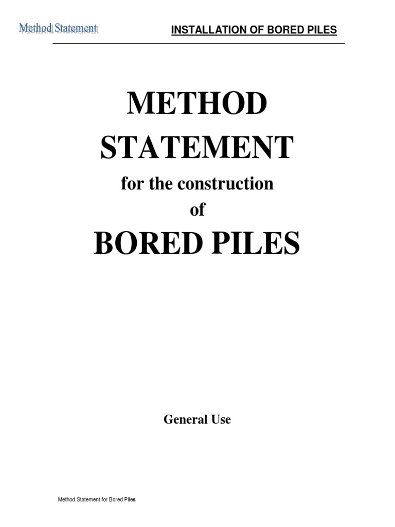 Method Statement Bored Pile | PDF | Deep Foundation | Casing (Borehole)