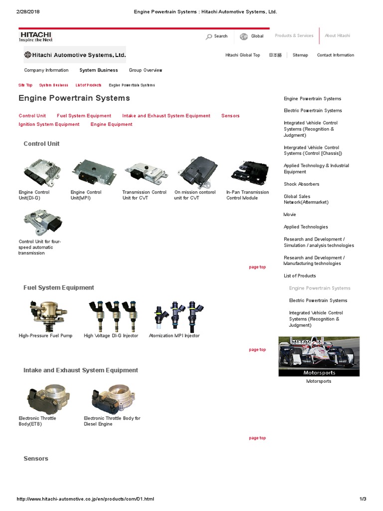 Engine Powertrain Systems - Hitachi Automotive Systems, LTD | PDF ...