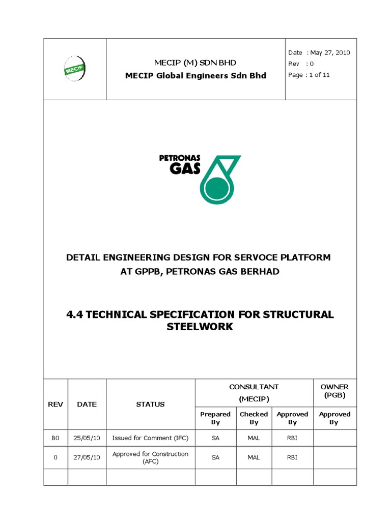 Technical Specs for Structural Steelwork | PDF | Structural Steel | Screw