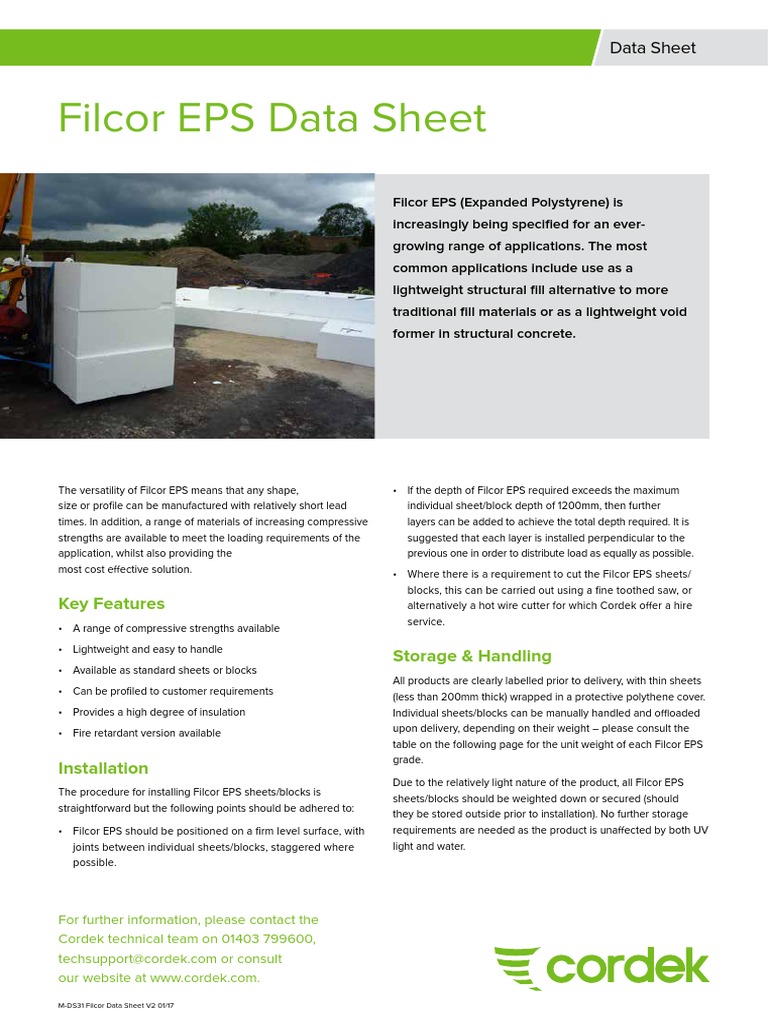 Filcor Data Sheet v2 Cordek | PDF | Polystyrene | Concrete