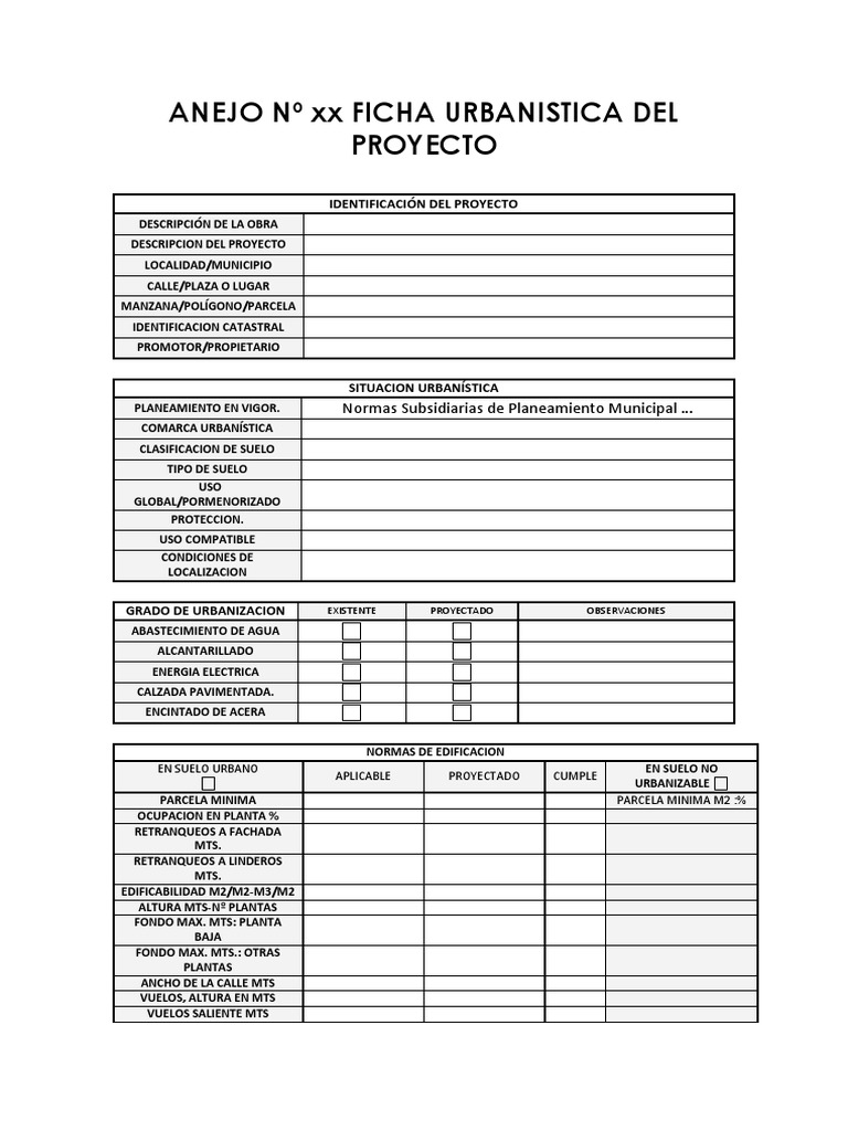 Ficha Urbanistica Del Proyecto | PDF