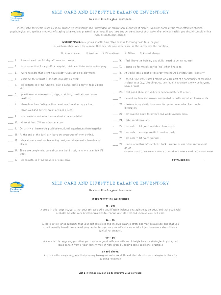 Self-Care and Lifestyle Balance Guide | PDF | Health Care | Applied ...