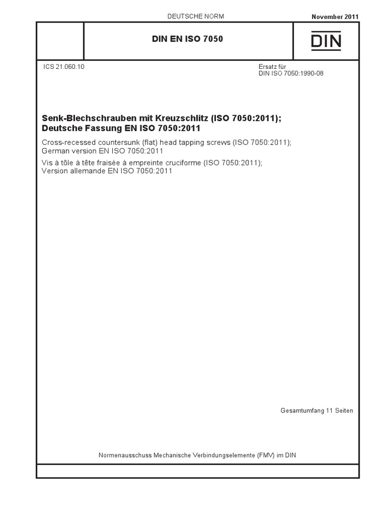 Din en Iso 7050-2011 | PDF