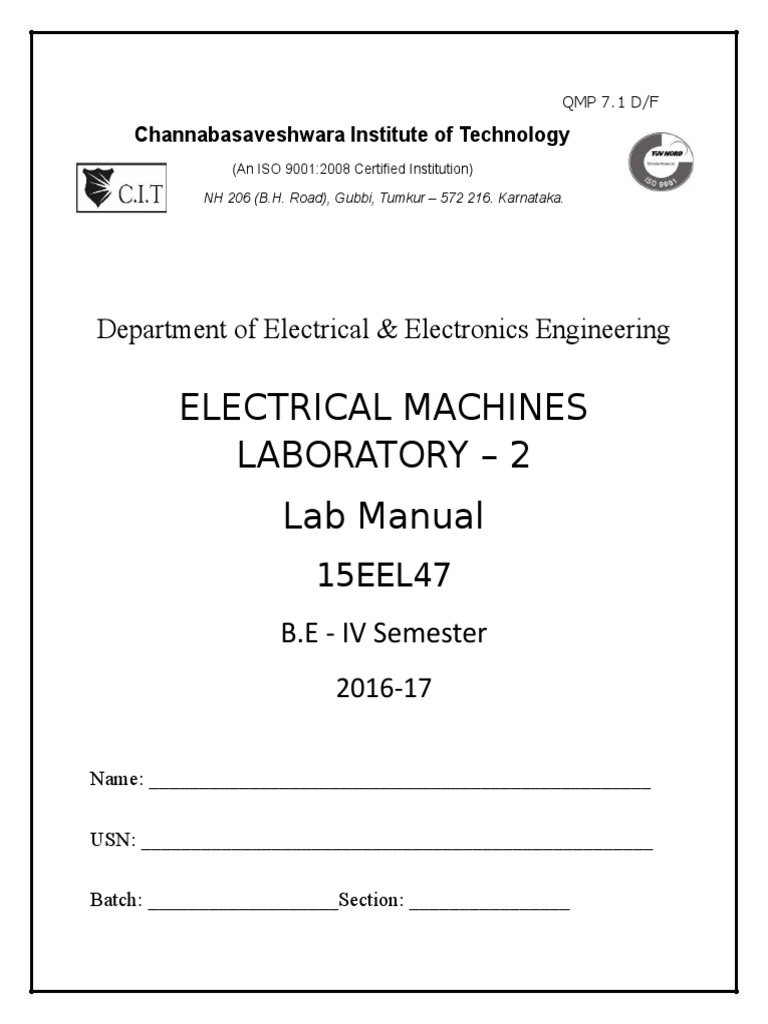 EM Lab - 2 IV Sem | PDF | Electric Generator | Voltage