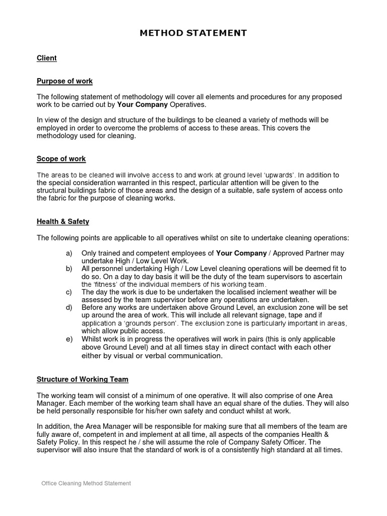 Method Statement - Cleaning of Stairs, Landings, Balustrades Etc | PDF ...