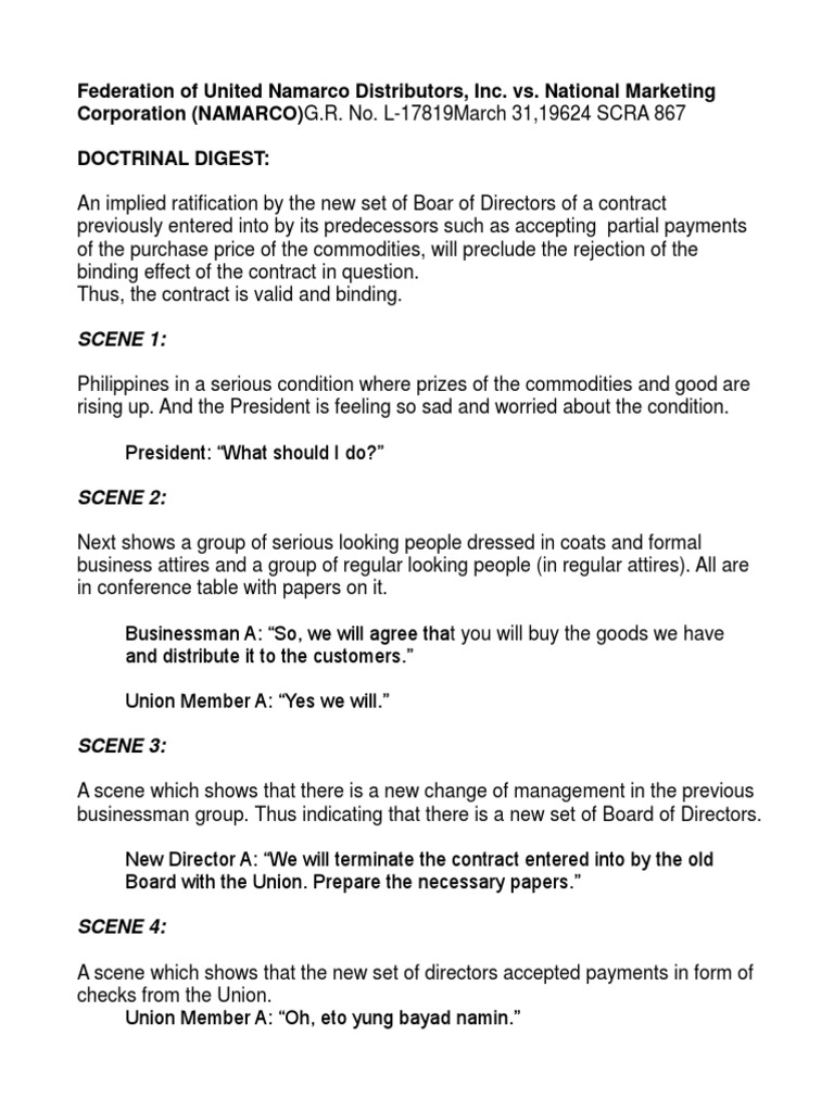Federation of United Namarco Distributors, Inc. vs. National Marketing ...