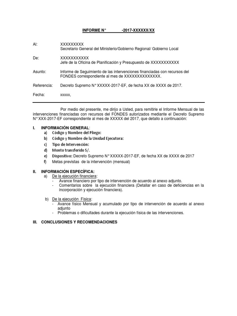 Estructura Del Informe Mensual | PDF