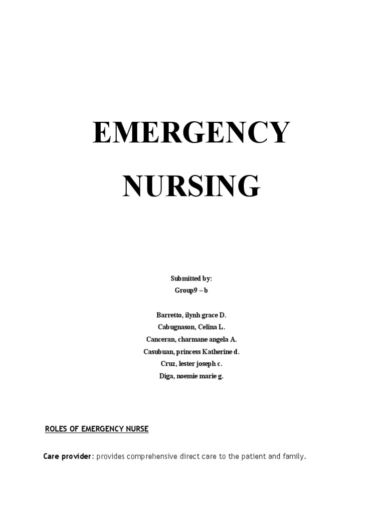 Emergency Nursing: Roles of Emergency Nurse | PDF | Diseases And ...