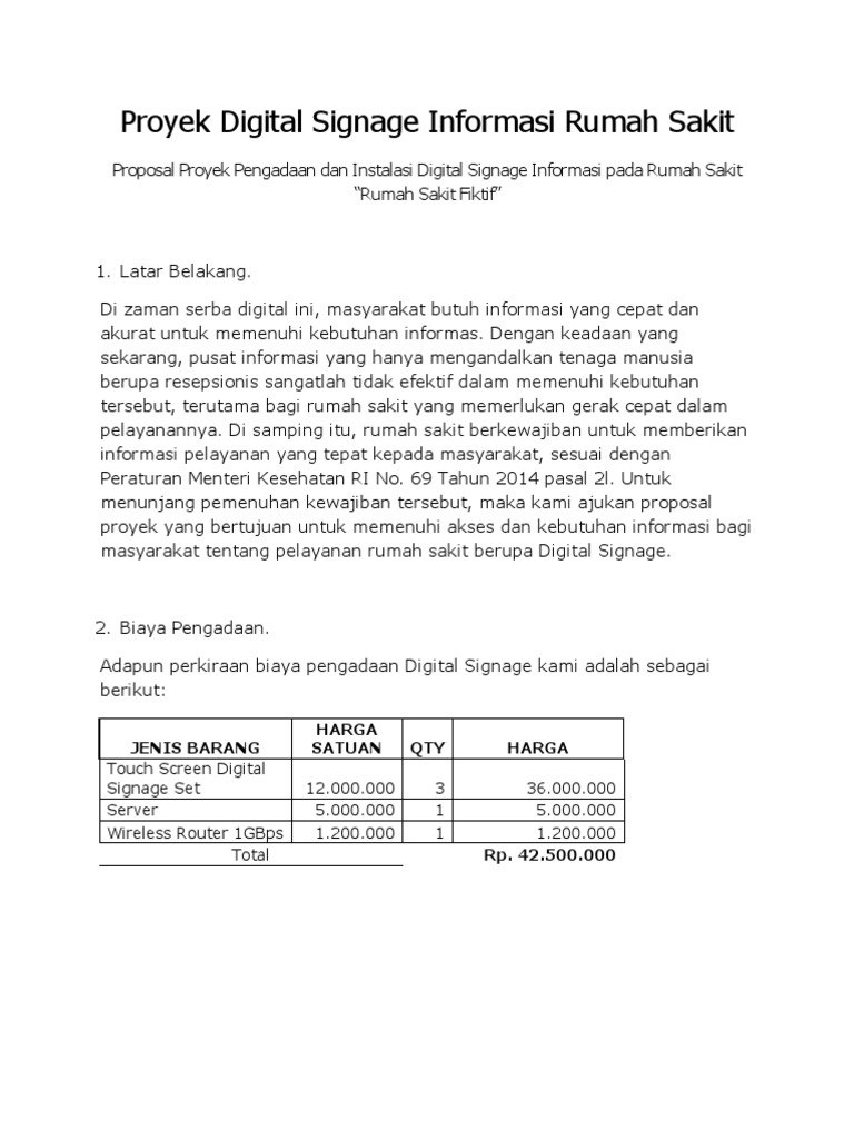 Proyek Digital Signage Rumah Sakit | PDF