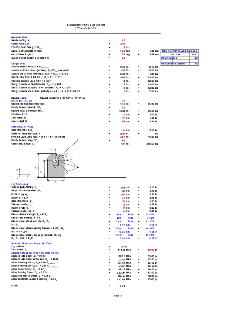 Lifting Lug STD Design 5t | PDF