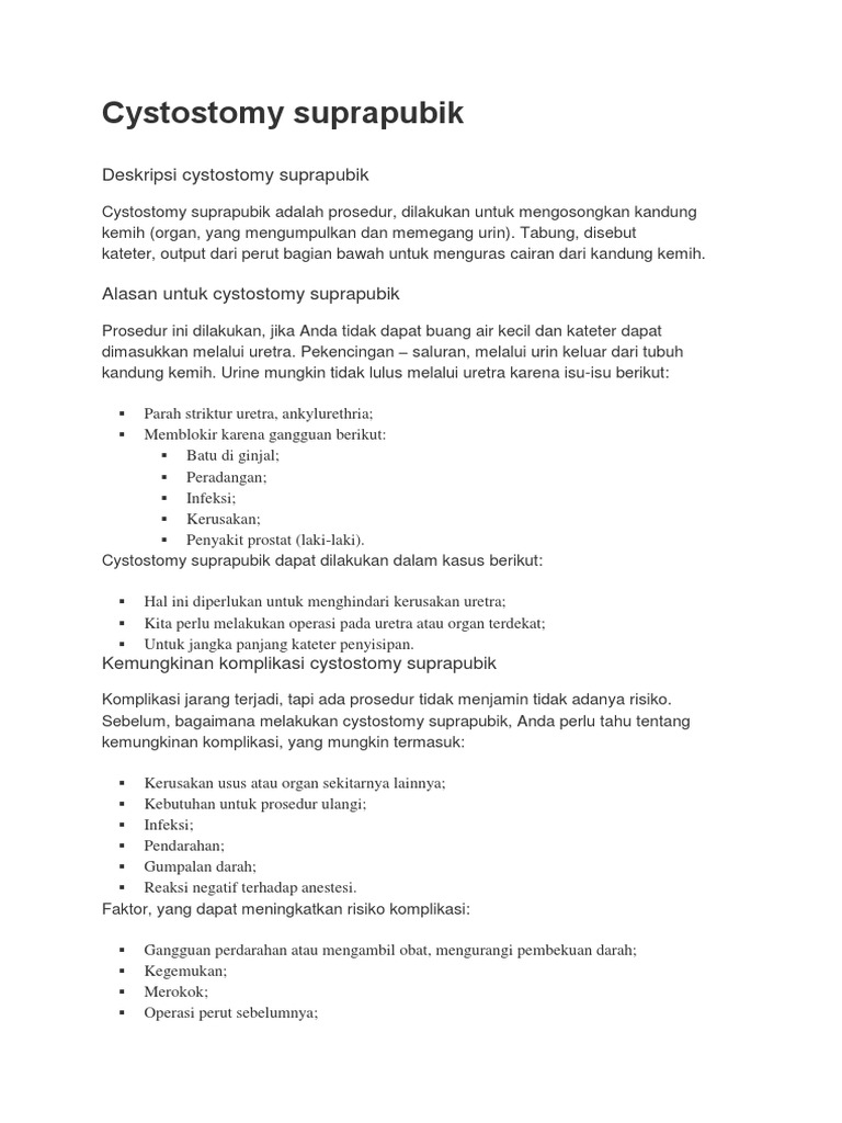 Cystostomy Suprapubik | PDF