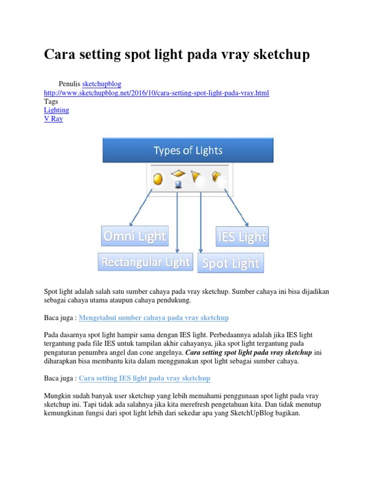 Setting Spot Light V-Ray SketchUp | PDF | Metode & Bahan Ajar | Griya ...