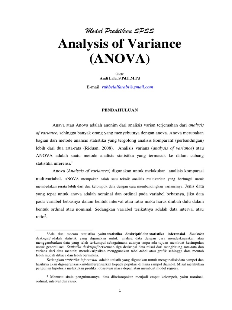 Modul Anova 1 Jalur | PDF