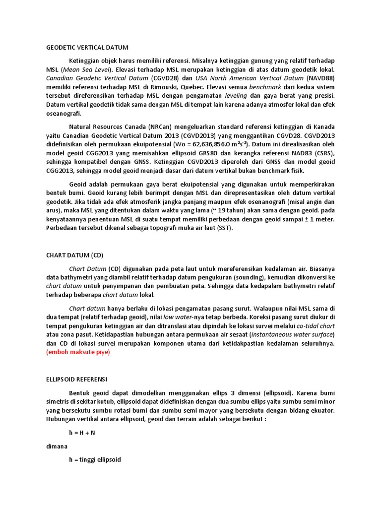 Geodetic Vertical Datum | PDF