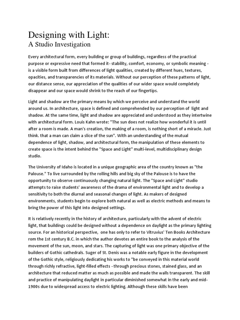 Designing With Light | PDF | Lighting | Design