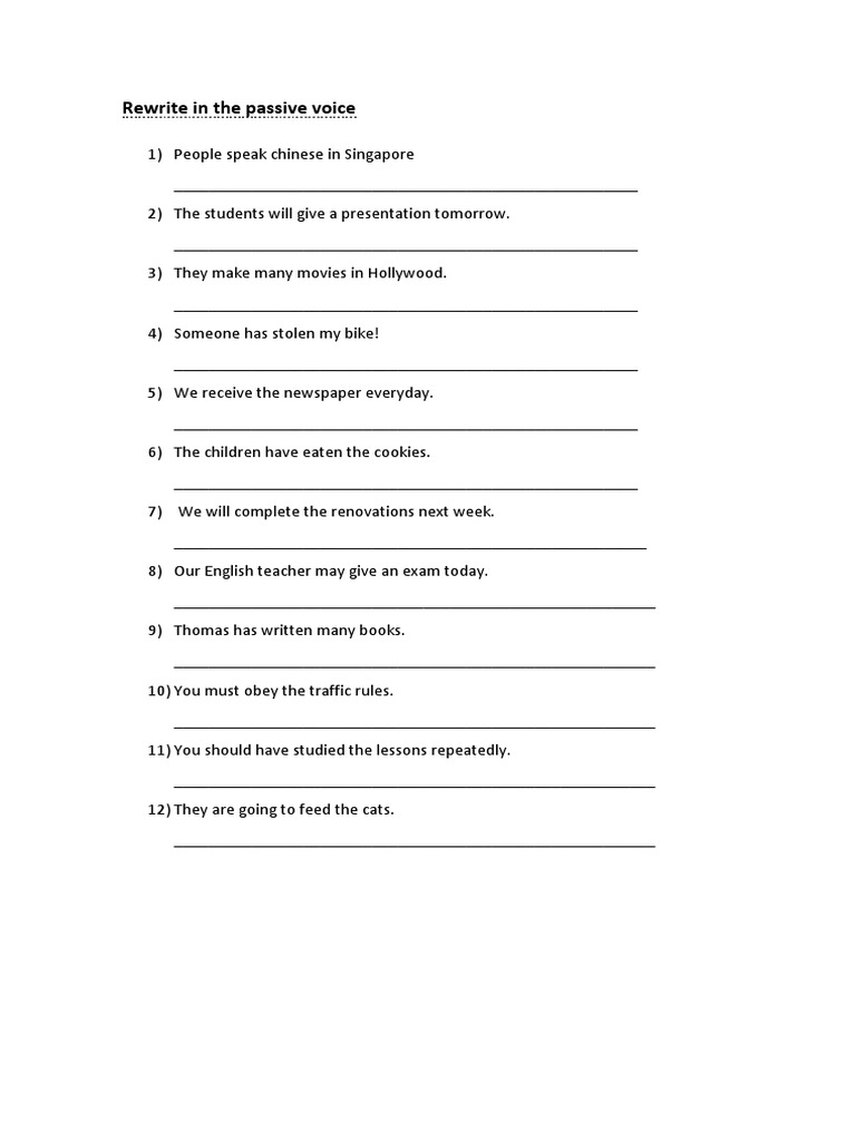 Passive Voice Rewrite Exercises | PDF | Art