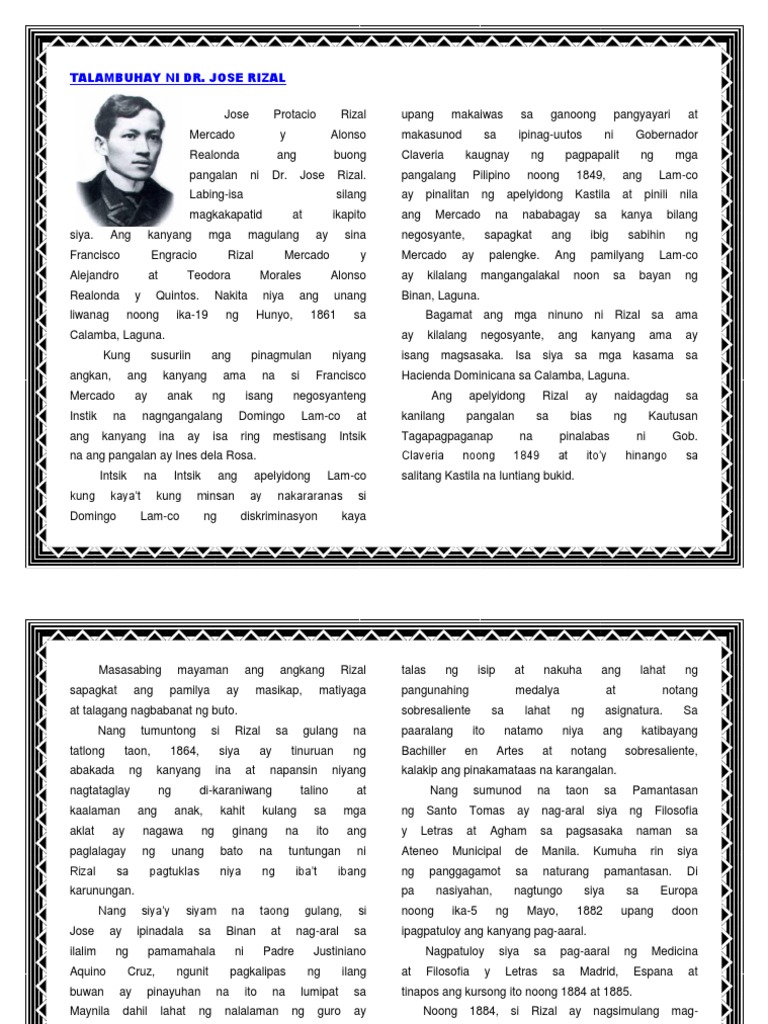 Talambuhay Ni DR JOSE RIZAL | PDF
