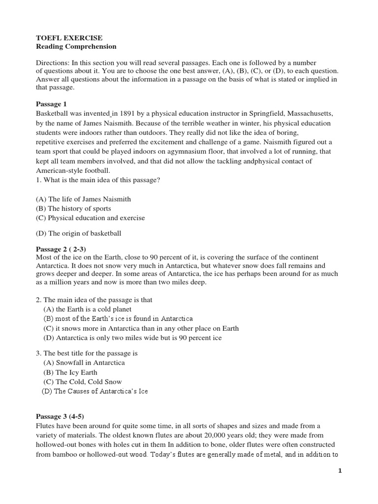 Understanding TOEFL Reading Comprehension Passages | PDF | Blood ...