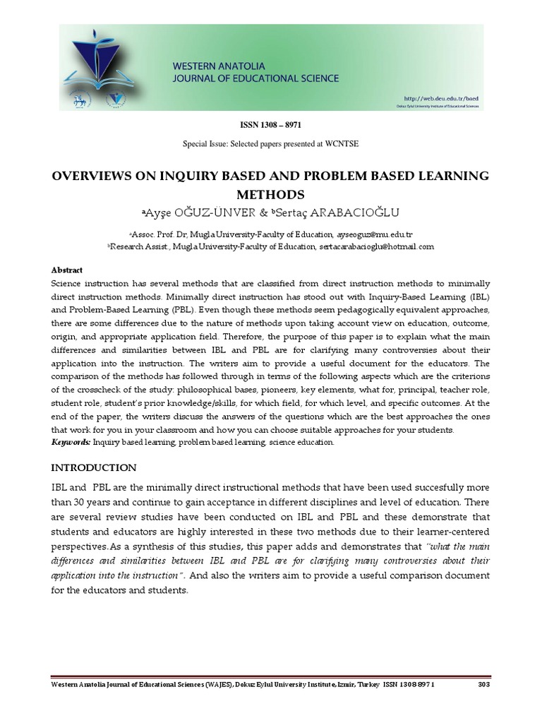 Overviews On Inquiry Based and Problem Based Learning Methods | PDF | Inquiry Based Learning ...