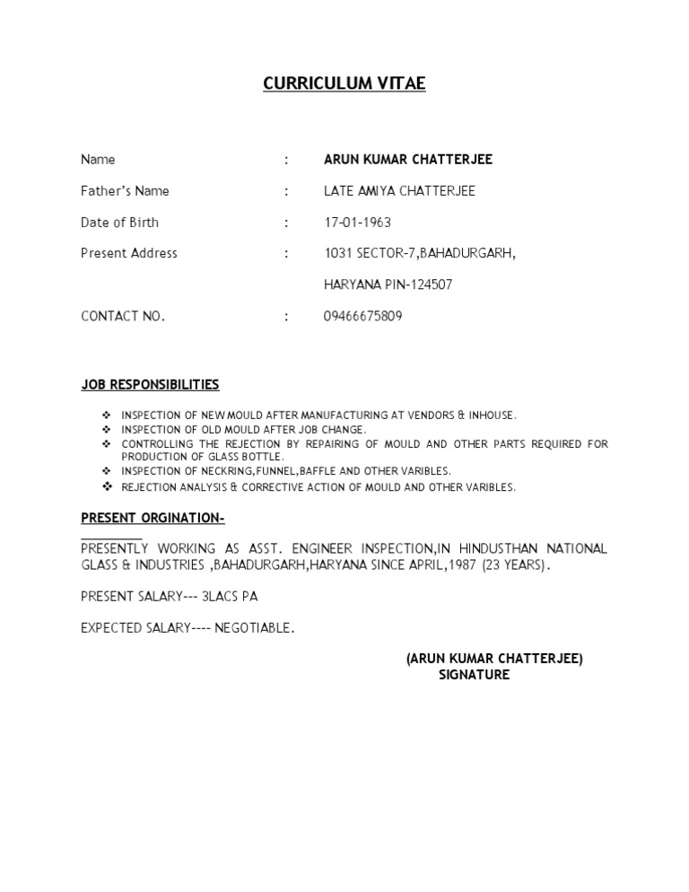 Arun Kumar Chatterjee CV | PDF