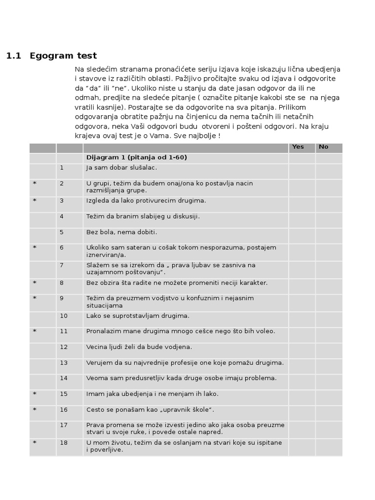 Egogram I Test Pokretaca | PDF