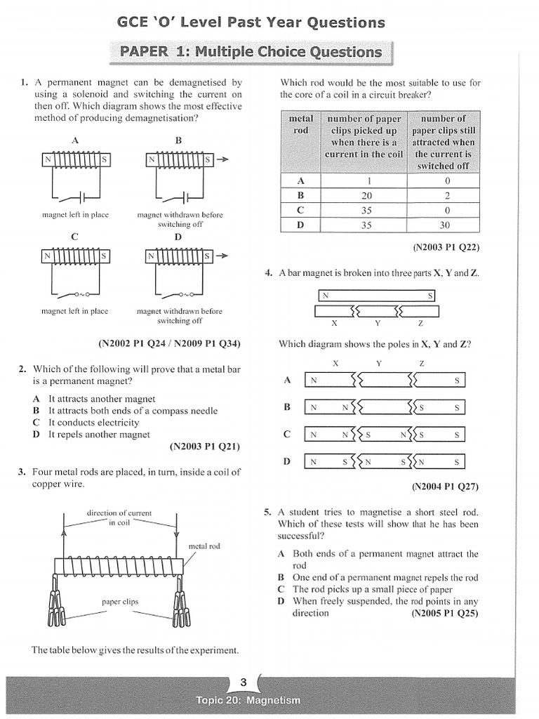 O Level Pure Physics Topic by Topic 3 109 112 | PDF | Magnetic Field ...