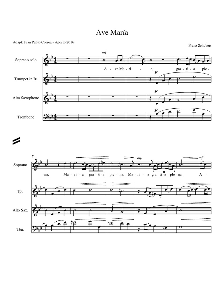 Ave Maria Score for Soprano and Brass | PDF | Musical Instruments ...