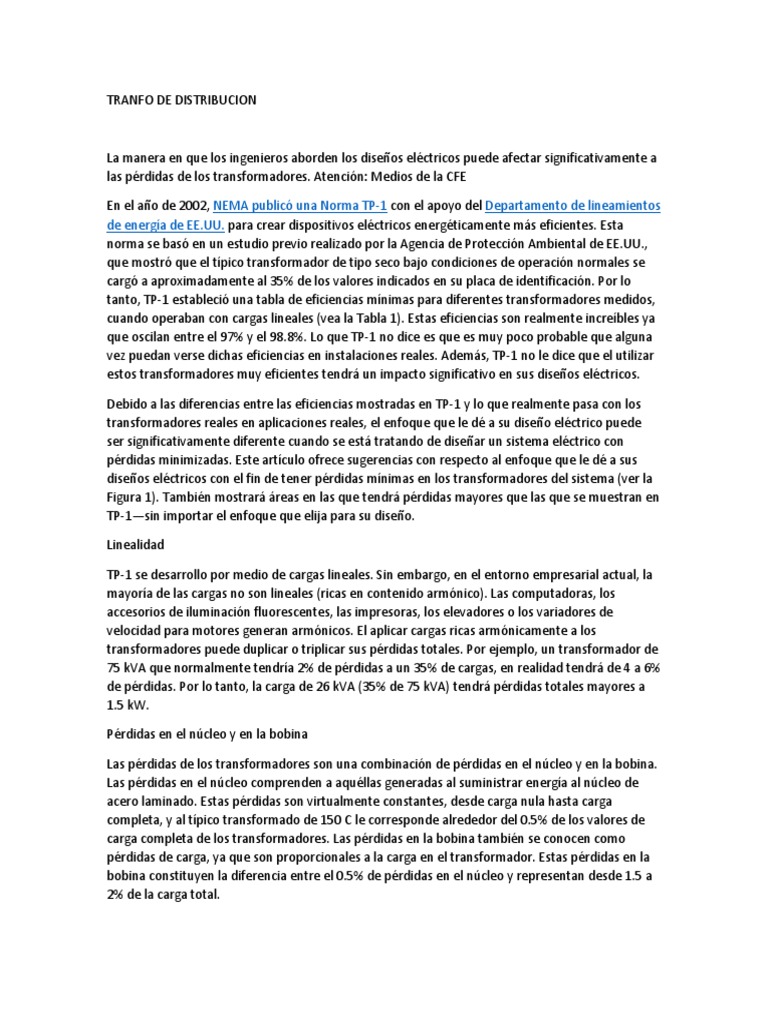 Tranfo de Distribucion | PDF | Transformador | Impedancia eléctrica