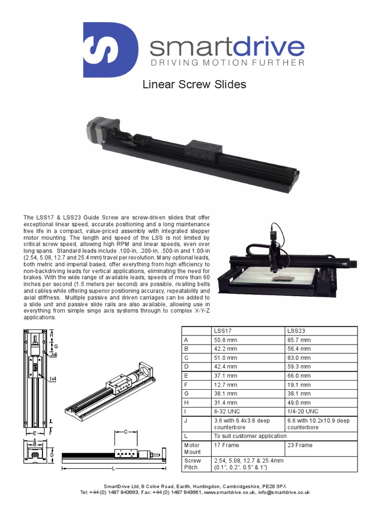 LSS Linear Screw Slides | PDF | Mechanical Engineering | Manufactured Goods