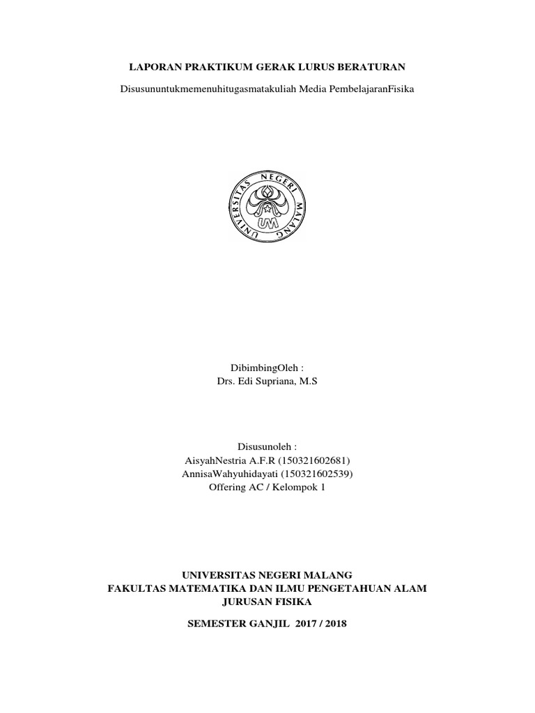 Laporan Praktikum Gerak Lurus Beraturan MPF | PDF