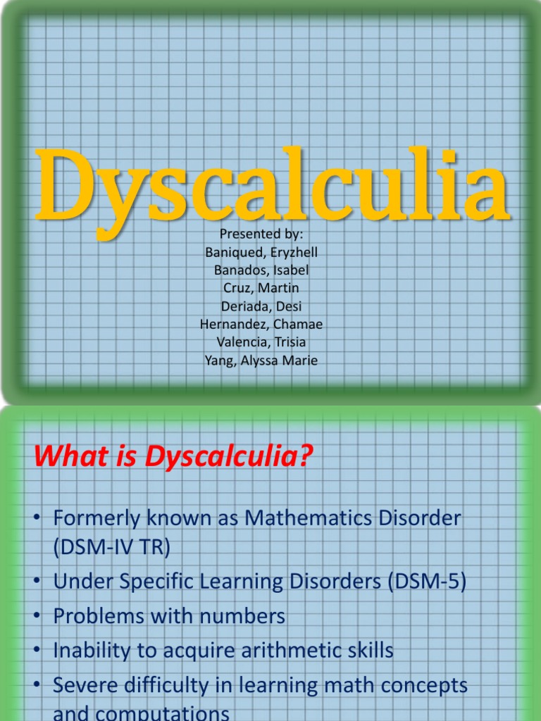 Dyscalculia 160621081110 | PDF | Teaching Mathematics | Applied Psychology