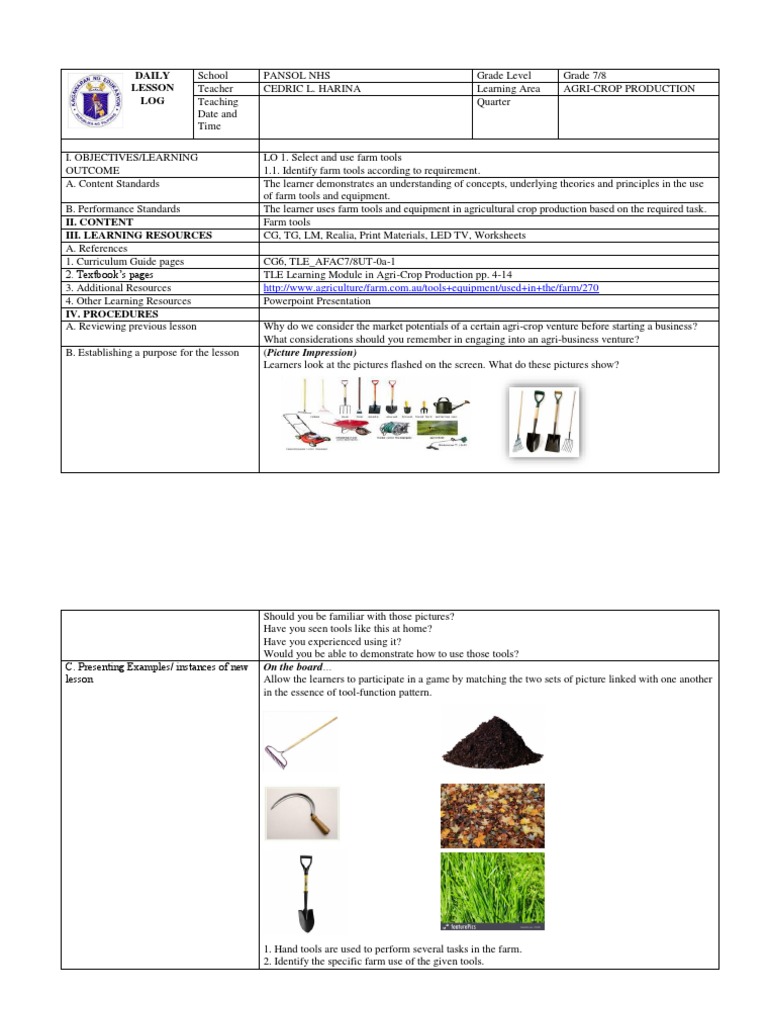 Agri Crop Production Lo1 Lo3 Pdf Curriculum Abstraction