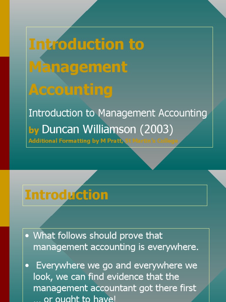 Introduction To Management Accounting | PDF | Management Accounting ...