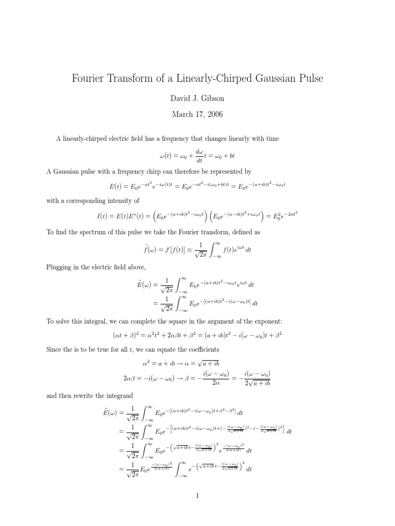 Chirped Pulse Transform | PDF | Integral | Complex Number