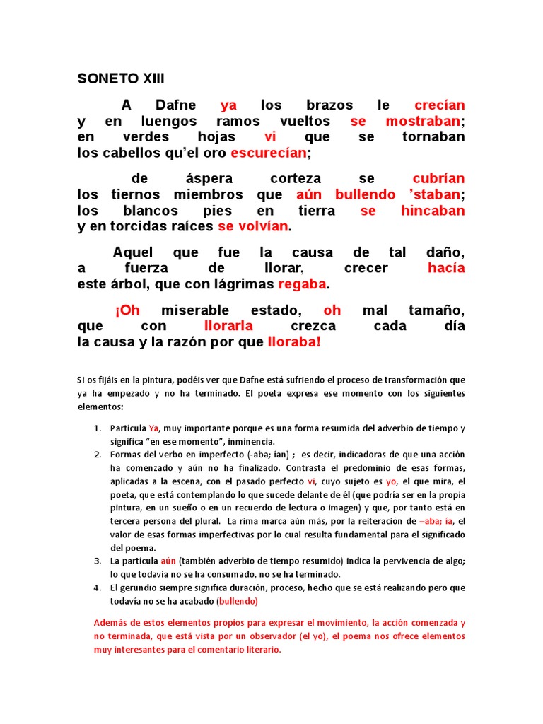 SONETO XIII Garcilaso y Pintura Comentado | PDF | Sonetos | Science