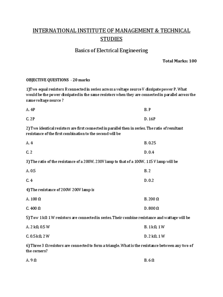 Basics of Electrical Engineering | PDF | Inductor | Series And Parallel ...