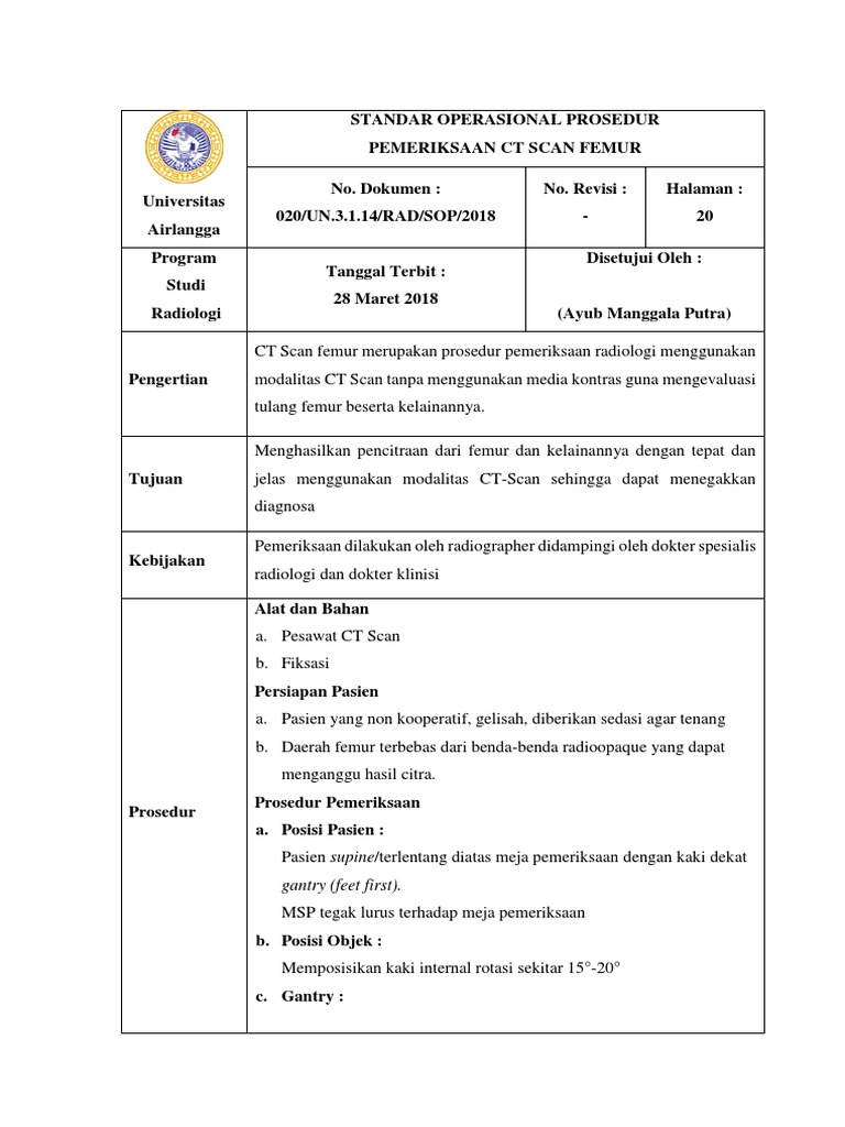Sop CT Scan Femur | PDF | Sains & Matematika | Komputer