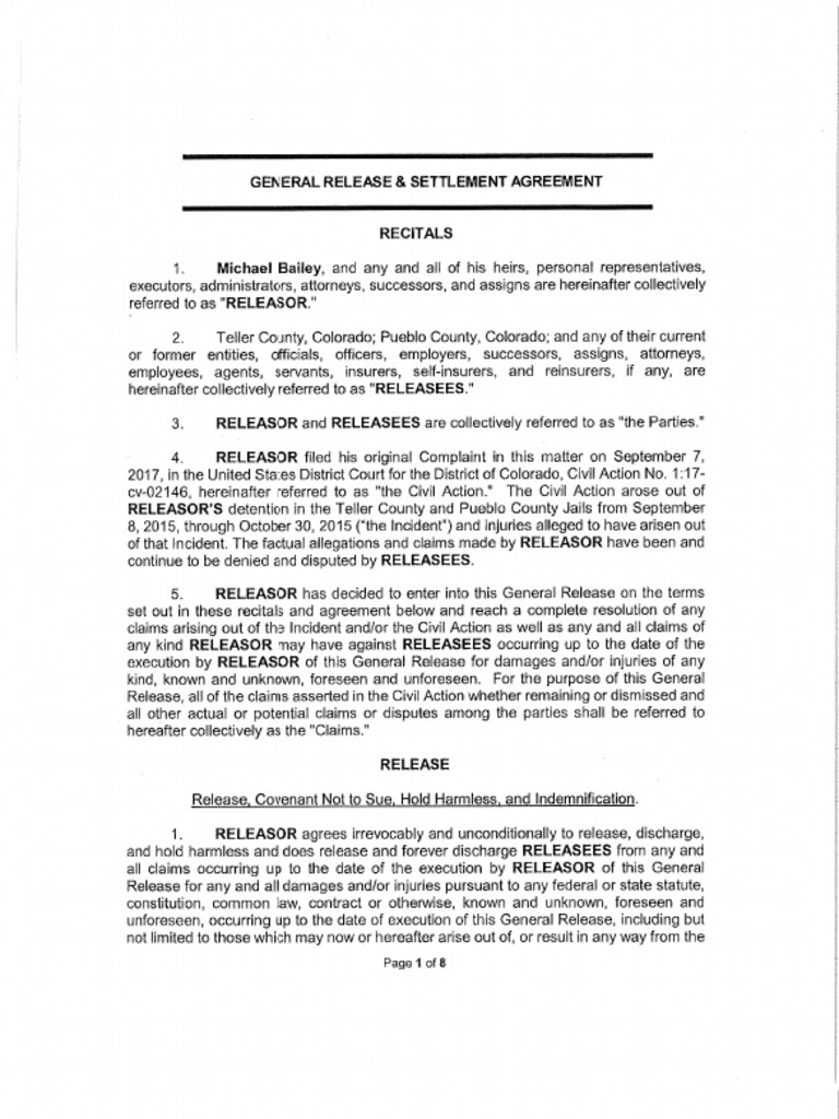 Michael Bailey Settlement Agreement | PDF | Consent Decree | Settlement ...