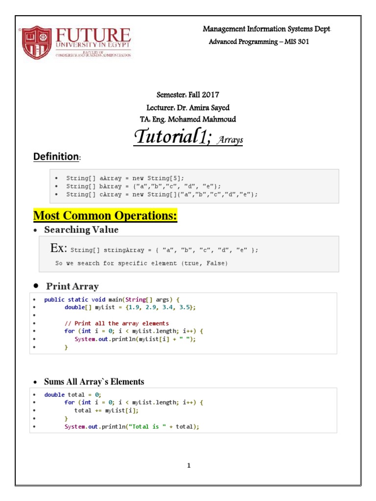 Tutorial1 : Most Common Operations | PDF