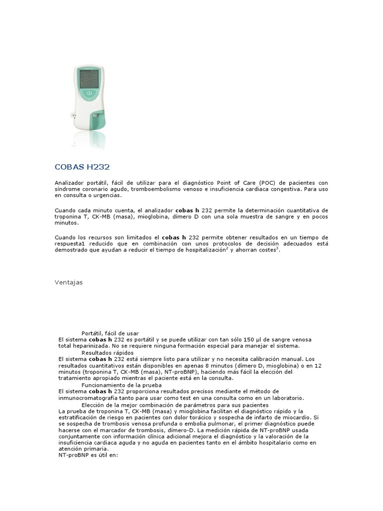 Analizador Cobas H232: Diagnóstico Rápido POC | PDF | Diagnostico ...