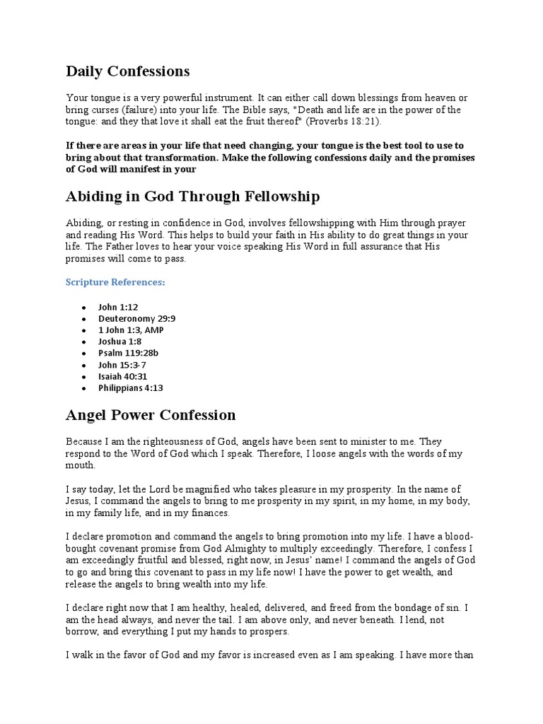 Daily Confessions: Scripture References | PDF | Prayer | Righteousness