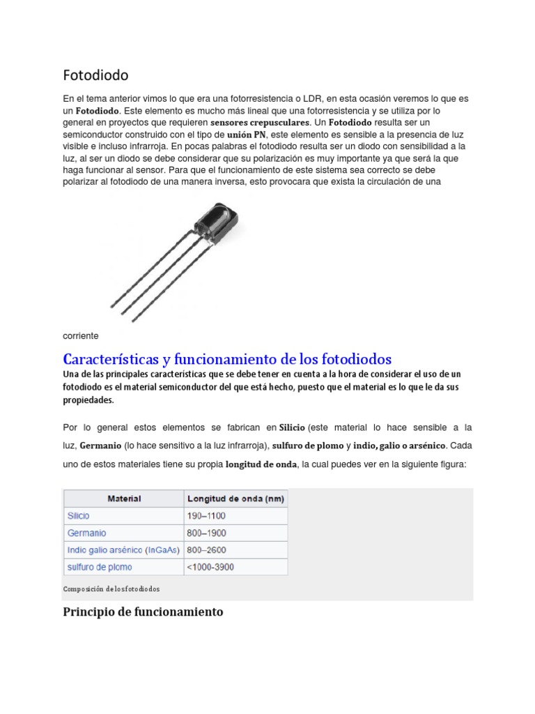 Fotodiodo | PDF | Electromagnetismo | Electricidad