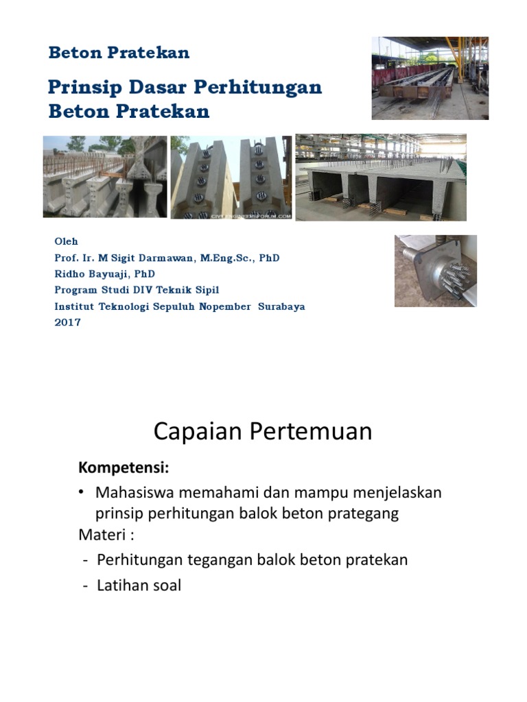 Minggu Ke-2 Prinsip Dasar Perhitungan Beton Pratekan | PDF