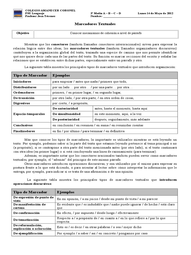 3M PSU 106 Marcadores Textuales | PDF | Certeza | Epistemología