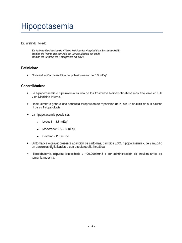 Hipopotasemia---Hipokalemia.pdf | Potasio | Hipertensión